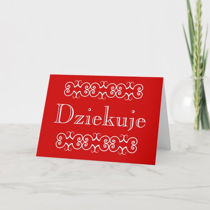 Polish Thank You Greeting Note Card Dziekuje | Zazzle.co.uk