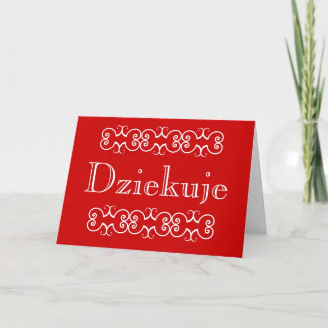 Polish Thank You Greeting Note Card Dziekuje | Zazzle