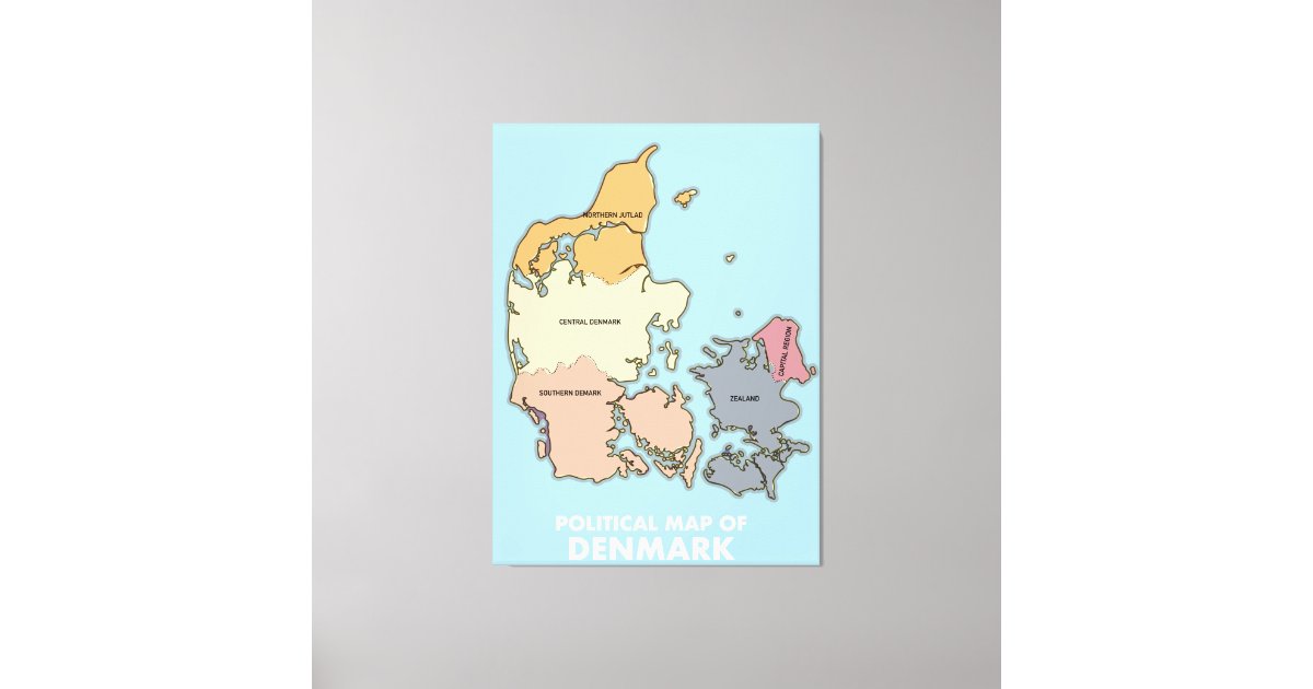 Political map of Denmark Canvas Print | Zazzle