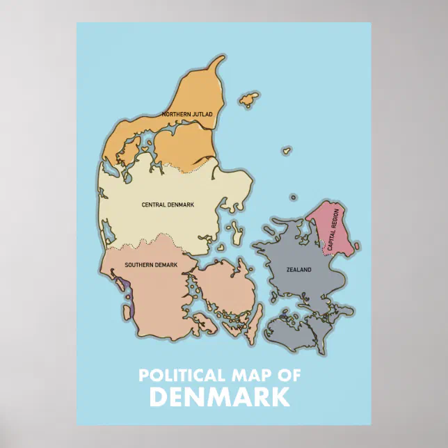 Political map of Denmark Poster | Zazzle