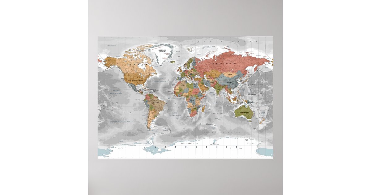 Political world map poster | Zazzle