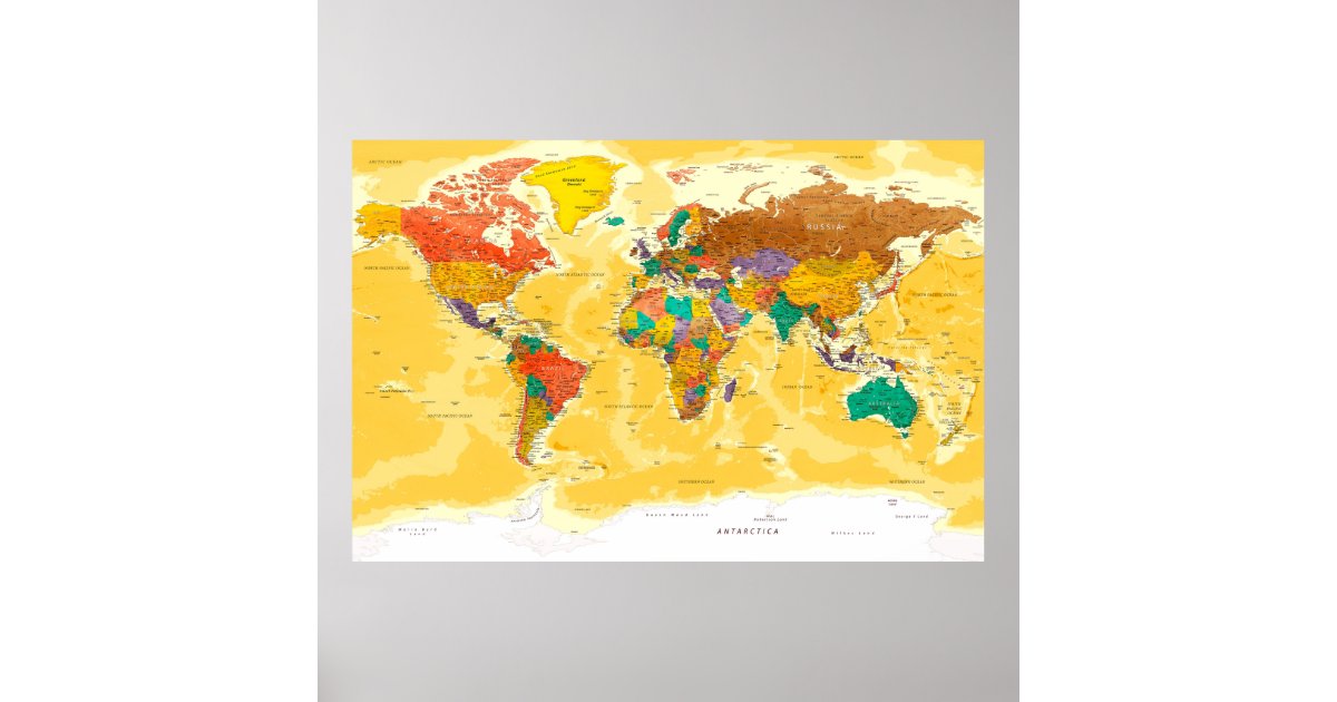 Political world map poster | Zazzle