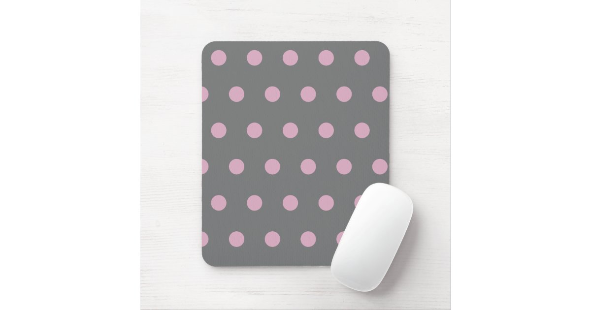 Polka Dot Mouse Pad (Dark Grey & Pink) | Zazzle