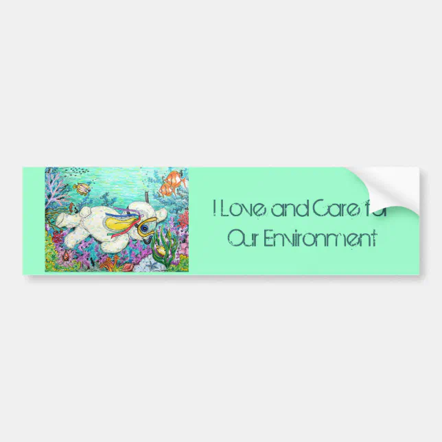 POOKY DIVE, I Love and Care for Our Environment Bumper Sticker | Zazzle