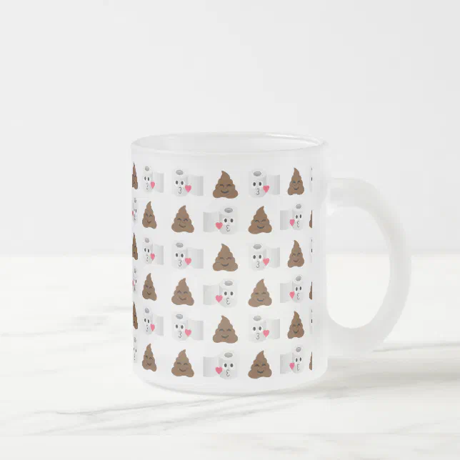 poop emoji and toilet tissue paper frosted glass coffee mug | Zazzle