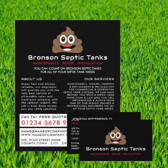 Poop Emoji, Septic Company, Septic Engineer Business Card | Zazzle