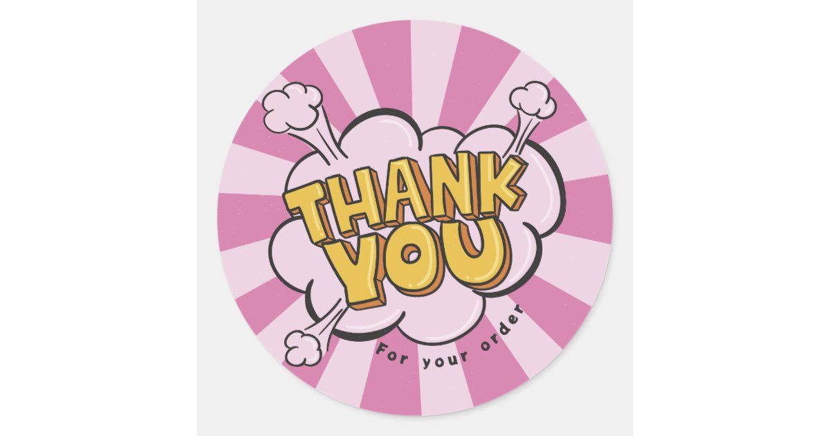 Pop Art Business Customer Thank You Classic Round Sticker | Zazzle