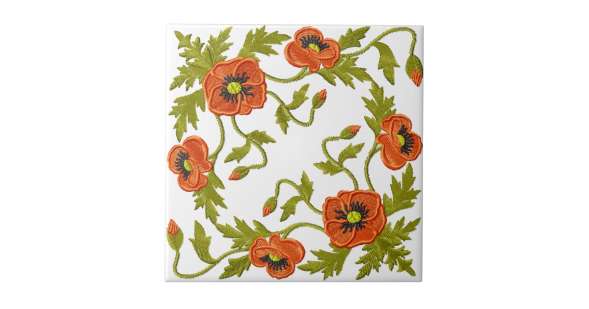 Poppies Ceramic Tile | Zazzle