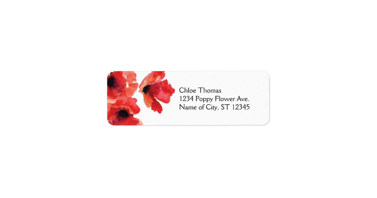 Poppy Flowers Address Label | Zazzle
