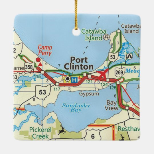 Port Clinton OH Vintage Map Ceramic Ornament | Zazzle.co.uk