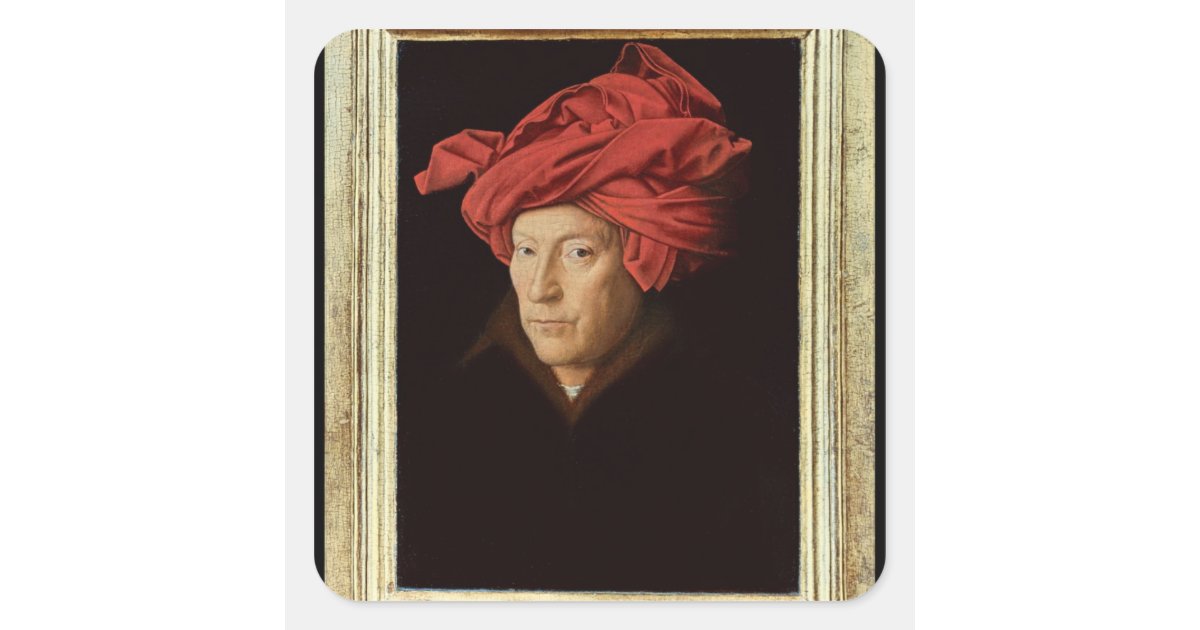 Portrait of a Man, 1433 (oil on oak) (see also 422 Square Sticker | Zazzle