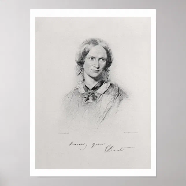 Portrait of Charlotte Bronte, engraved by Walker a Poster | Zazzle