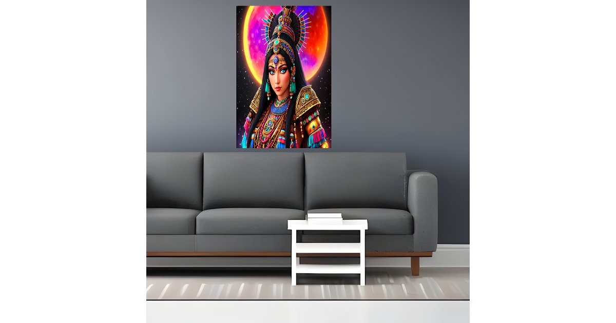 Portrait of the Aztec Goddess Metztli | AI Art Poster | Zazzle