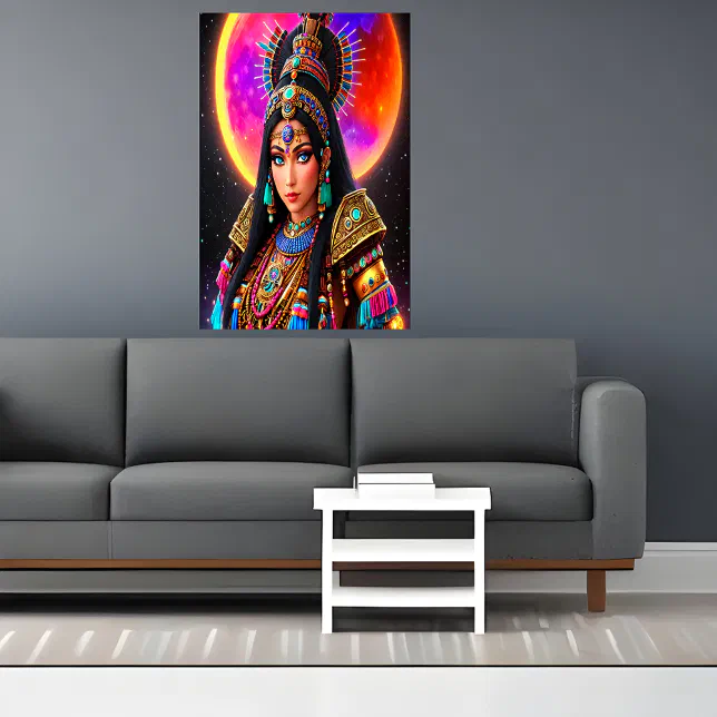 Portrait of the Aztec Goddess Metztli | AI Art Poster | Zazzle