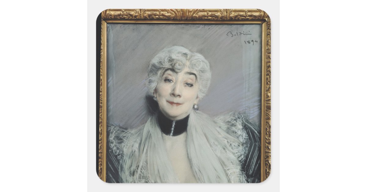 Portrait of the Countess de Martel de Janville Square Sticker | Zazzle