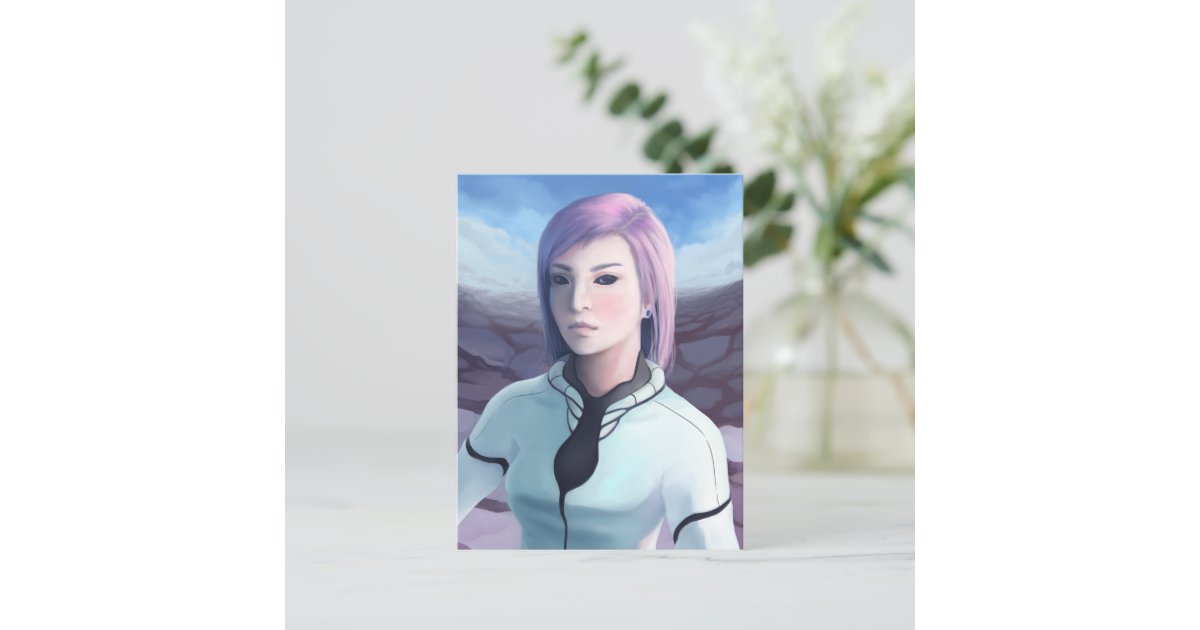 Portrait of Trisha - Futuristic Girl Painting Postcard | Zazzle