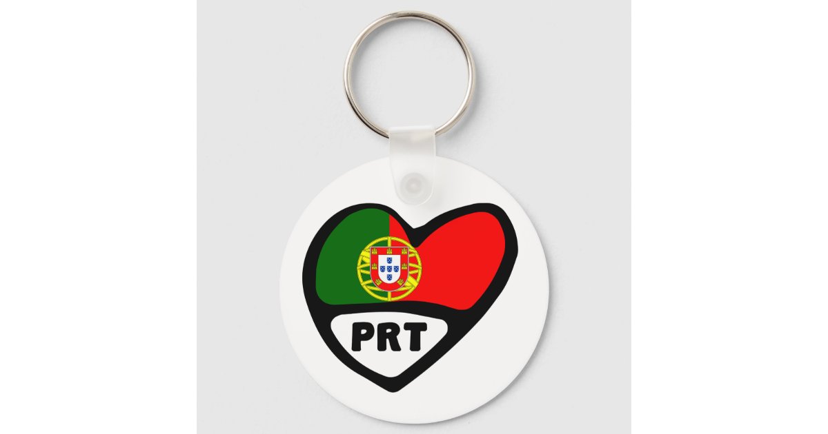 Portugal Country Code Flag Heart Keyring, PRT Key Ring | Zazzle