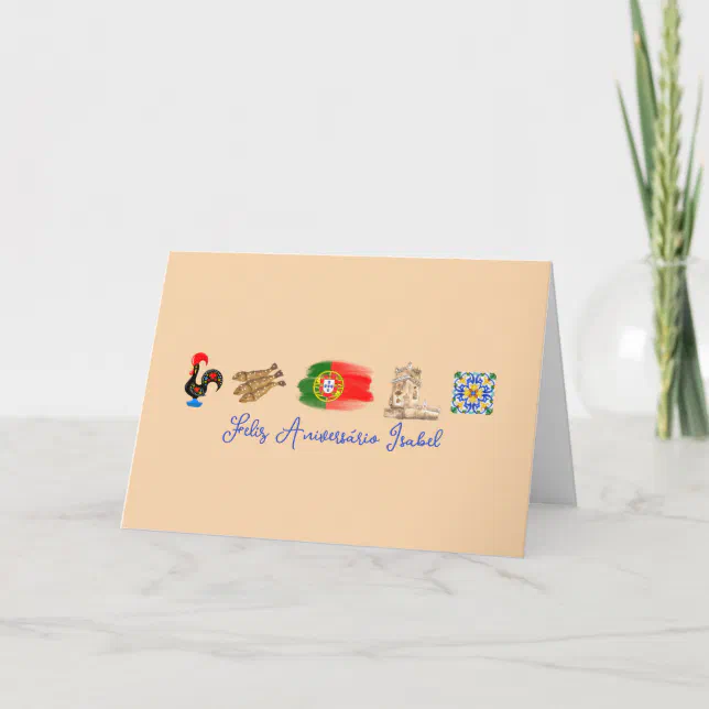 Portuguese Happy Birthday Card, Feliz Aniversário Thank You Card | Zazzle