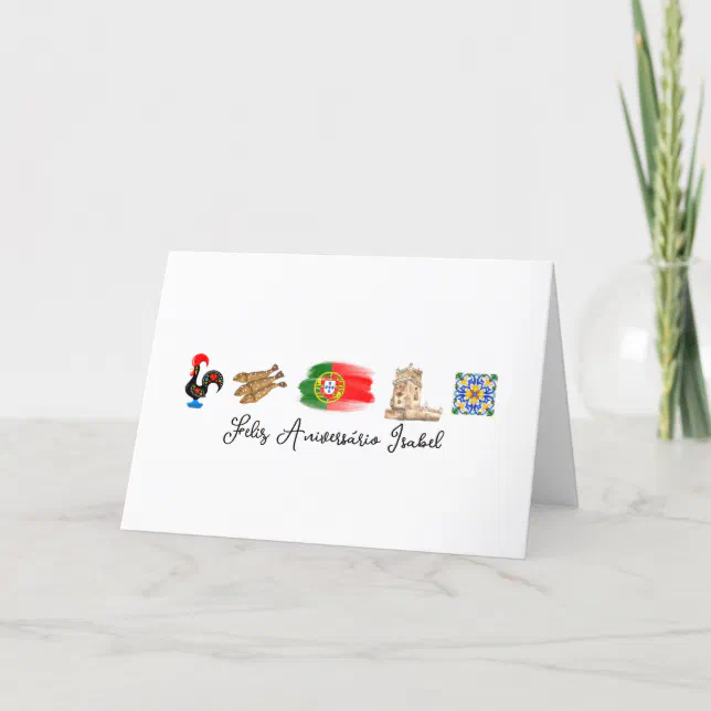 Portuguese Happy Birthday Card, Feliz Aniversário Thank You Card | Zazzle
