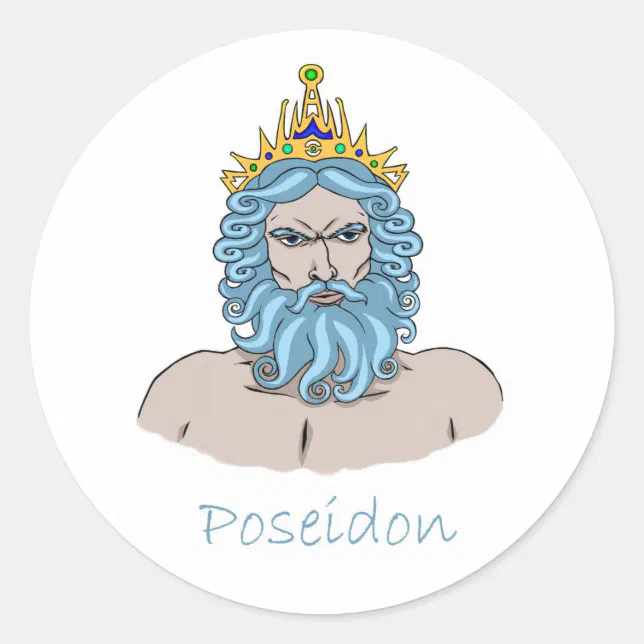 Poseidon - Greek god of the sea Classic Round Sticker | Zazzle