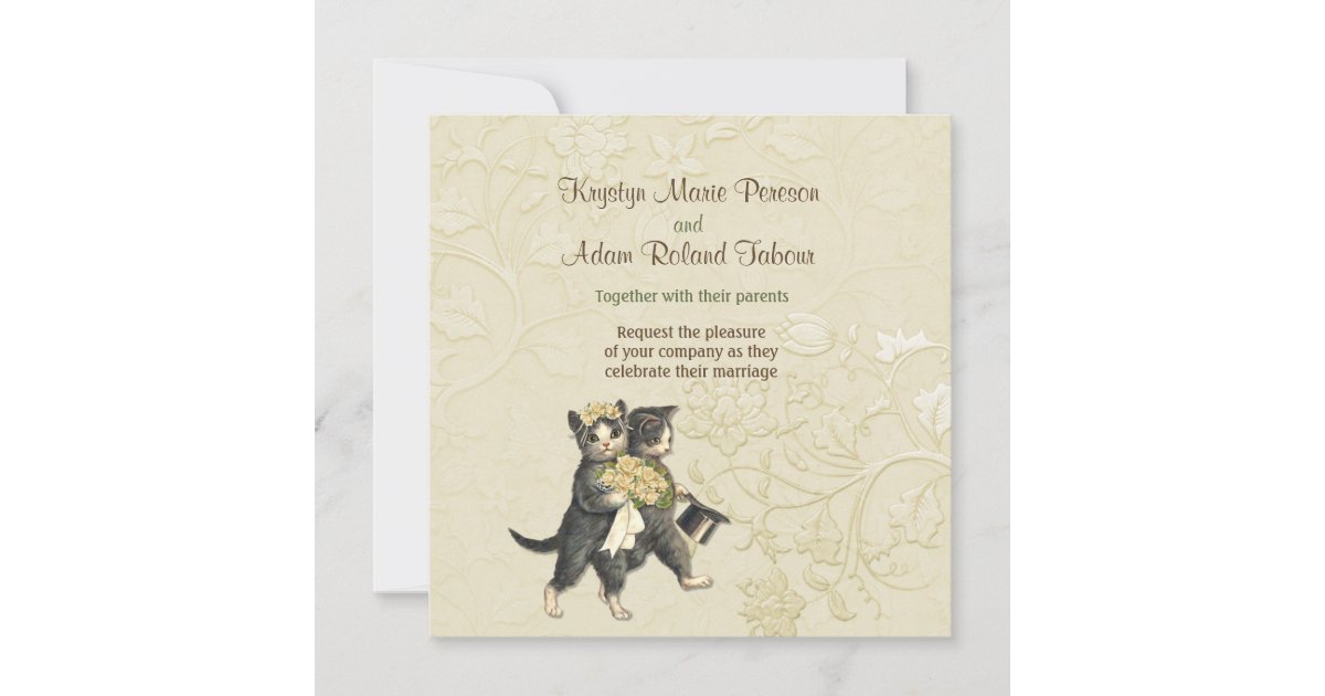 Posh Cats Ivory Wedding Invitation | Zazzle