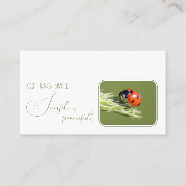 Positive motivational quote with little ladybug business card | Zazzle