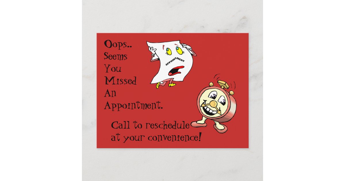 Postcards missed appointment customer contact note | Zazzle