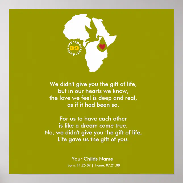 Poster - Adoption Poem - Gift of You | Zazzle