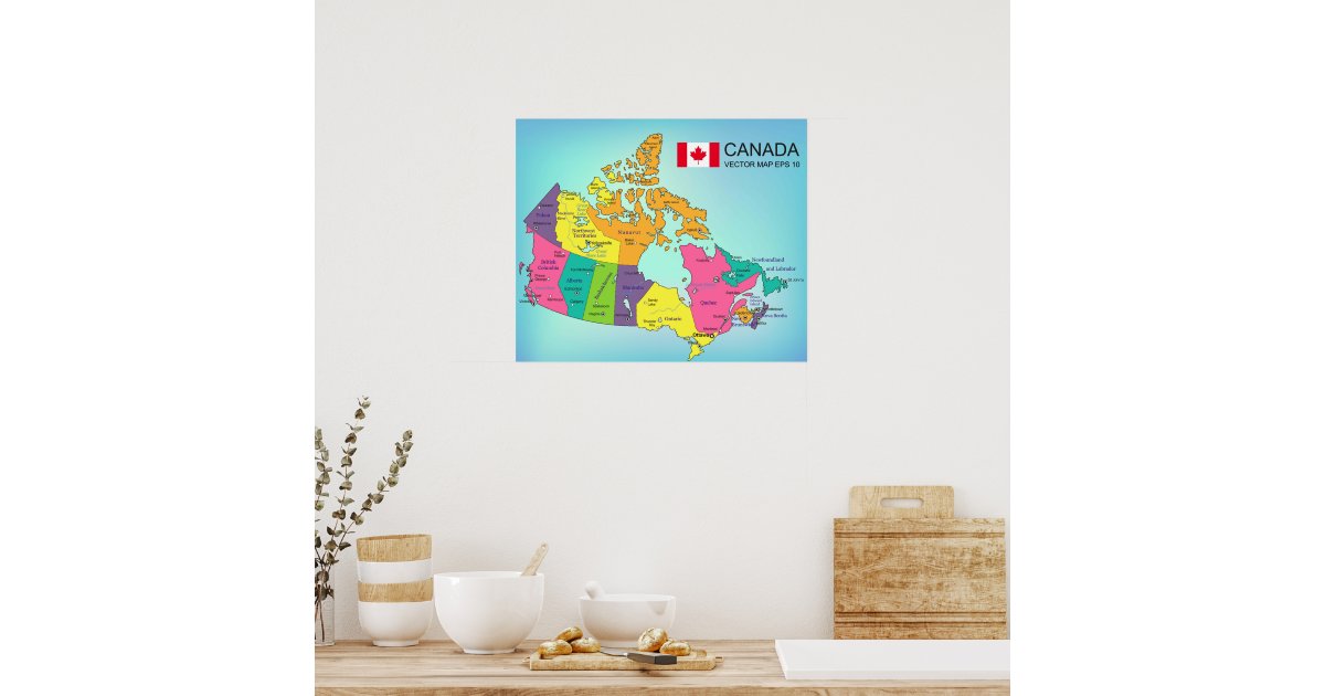 Poster - Canada Map with Provinces | Zazzle
