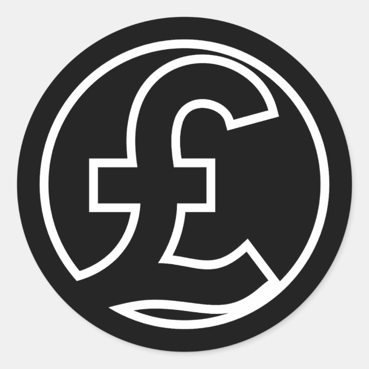 Pound Sterling Symbol currency in black circle Classic Round Sticker ...