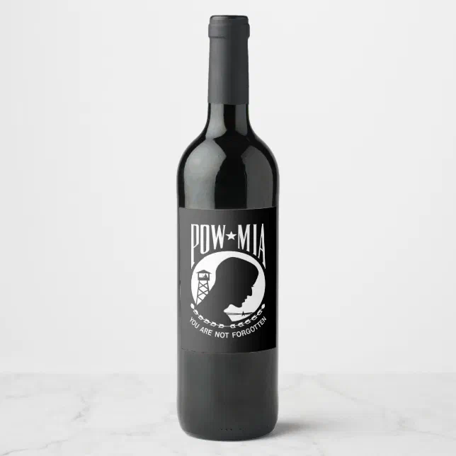 POW MIA Flag: Missing Soldiers of Vietnam War, WW2 Wine Label | Zazzle