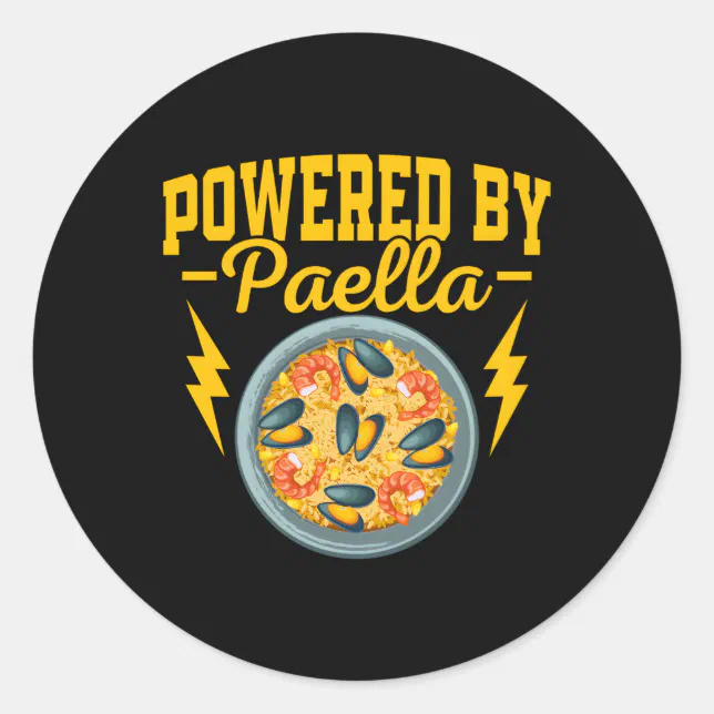 Powered By Paella Espana Rice Dish Food Classic Round Sticker | Zazzle