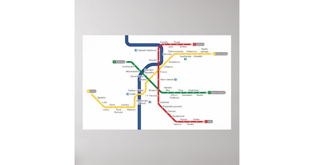 Prague Metro Map Poster | Zazzle