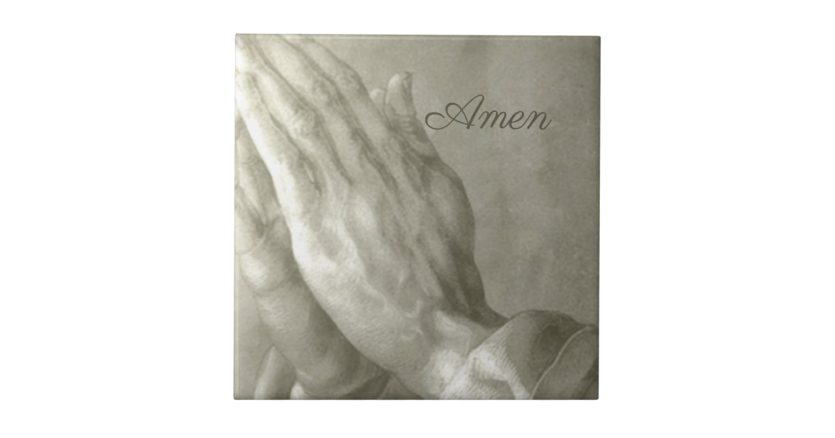 Praying Hands Amen Tile | Zazzle