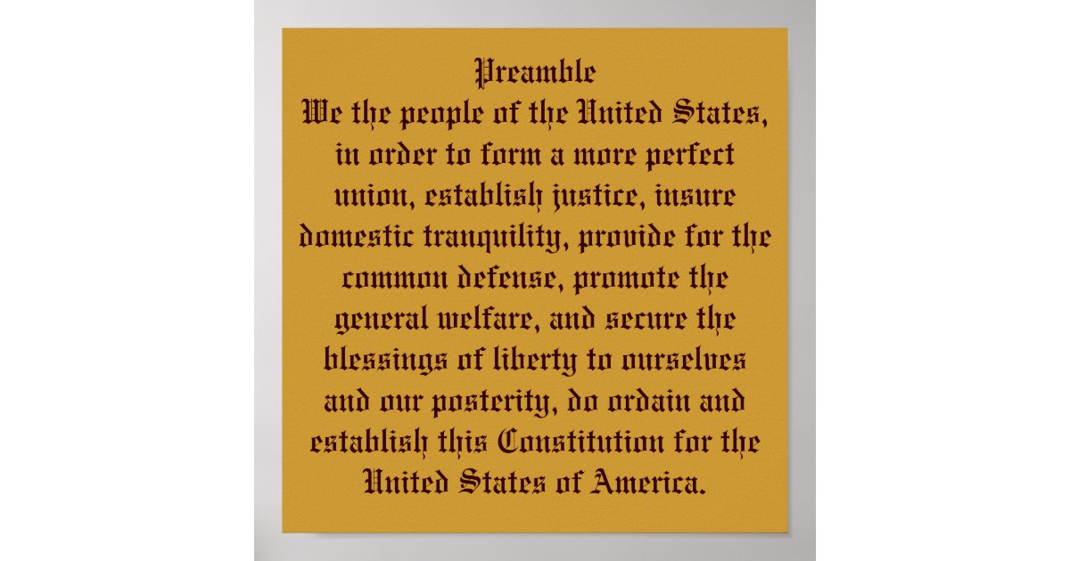 Preamble of the Constitution. Poster | Zazzle
