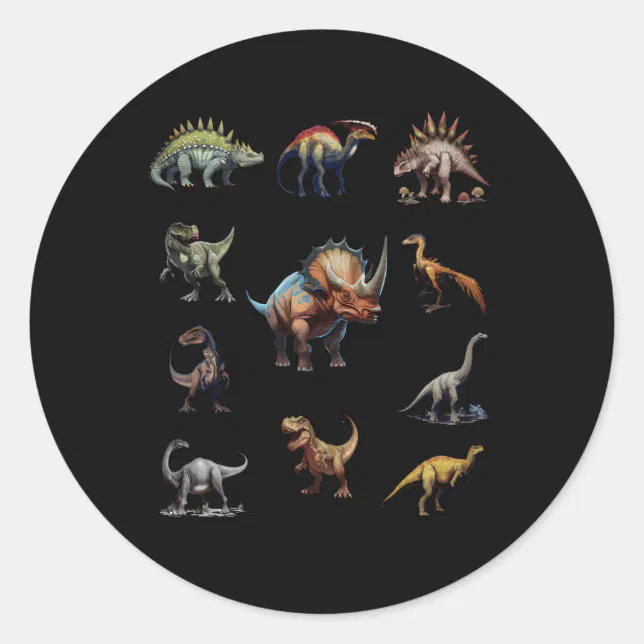 Prehistoric Ancient Dinosaurs Classic Round Sticker | Zazzle