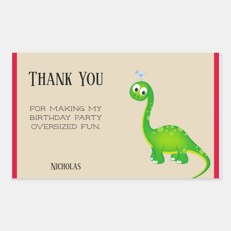 Prehistoric Dinosaur Thank You Rectangular Sticker | Zazzle