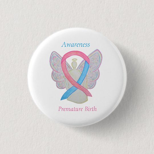 Premature Birth Awareness Angel Ribbon Custom Pin | Zazzle.co.uk