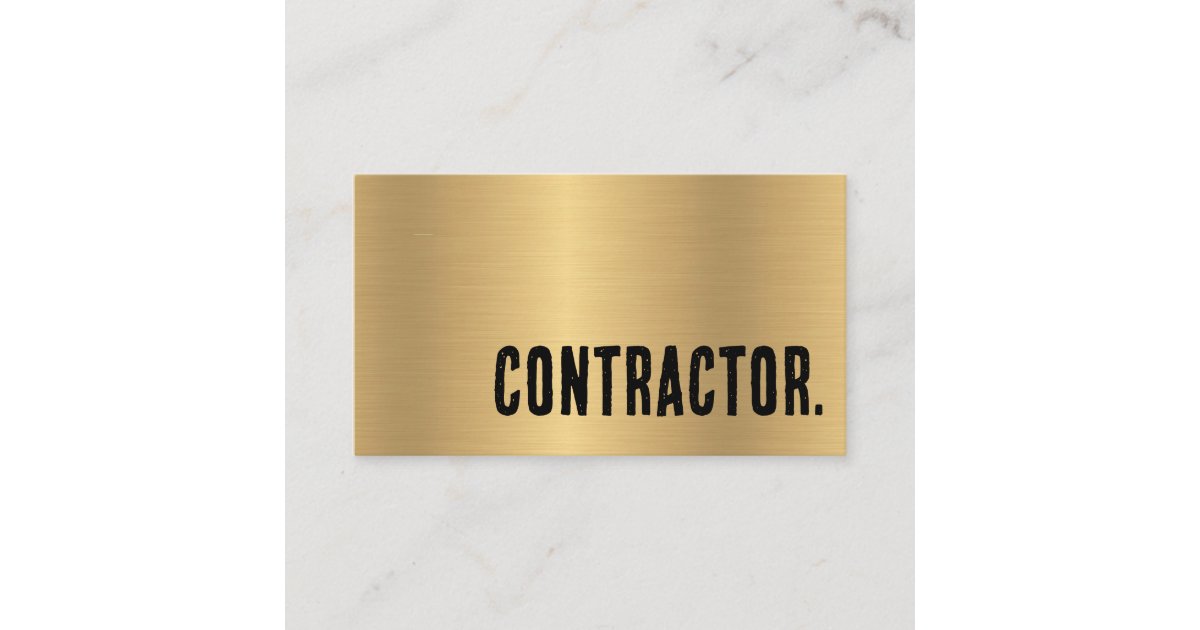 Premier Faux Gold Metallic Contractor Business Card | Zazzle