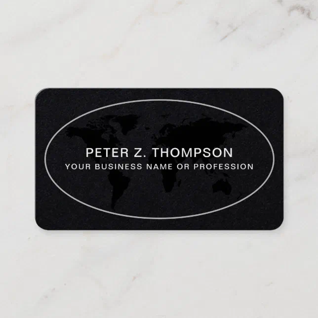Premium Black Paper World Map Business Card | Zazzle