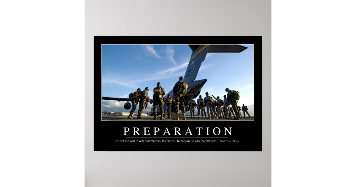 Preparation: Inspirational Quote Poster | Zazzle