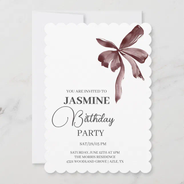 Preppy Bows Trendy Girl Birthday Party Invitation | Zazzle