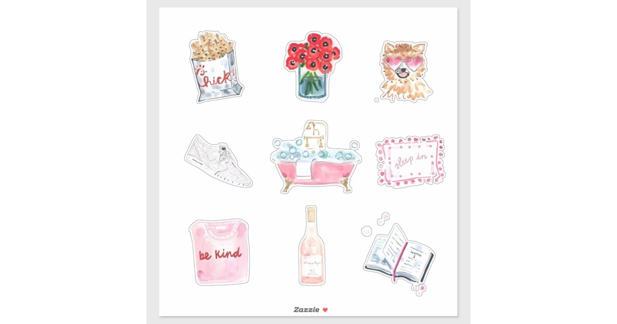 Preppy Girl Starter Pack Stickers | Zazzle