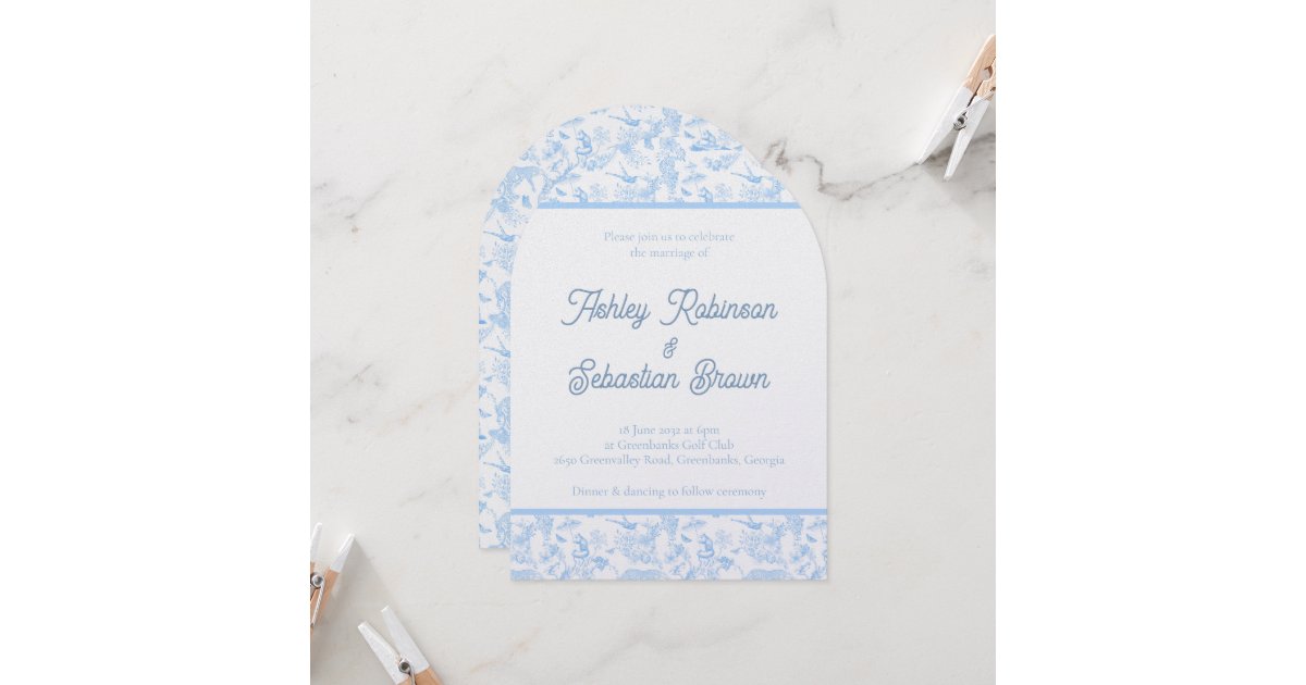 Preppy Jungle Chinoiserie Toile Wedding Invitation | Zazzle