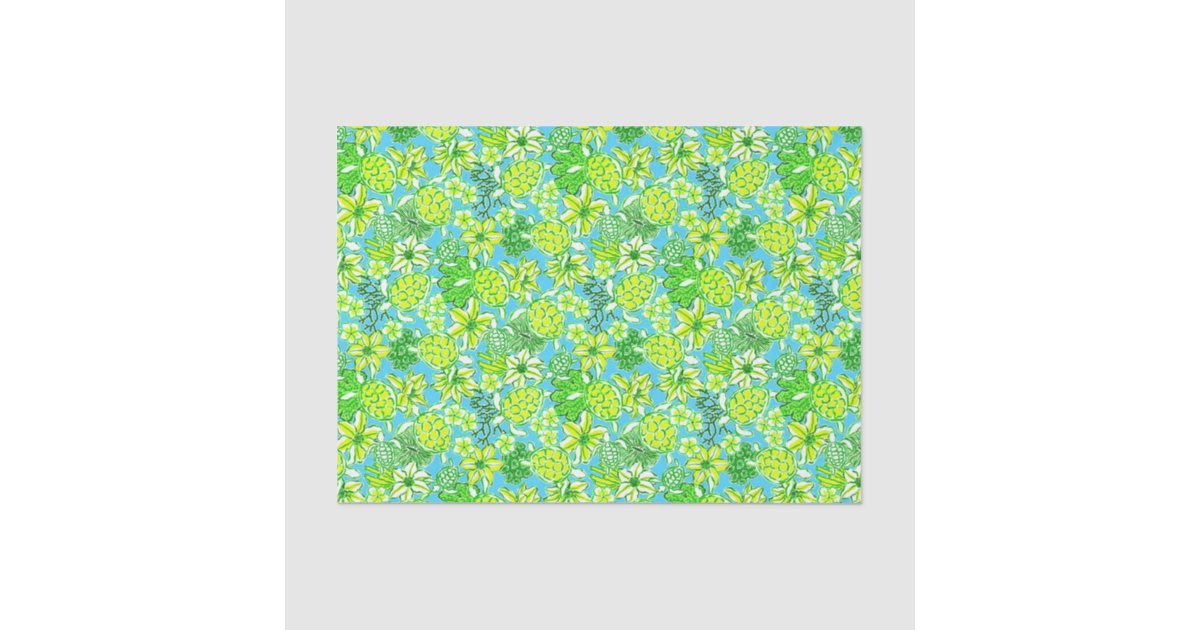 Preppy Palm Beach Print Green & Blue Turtles Tissue Paper | Zazzle