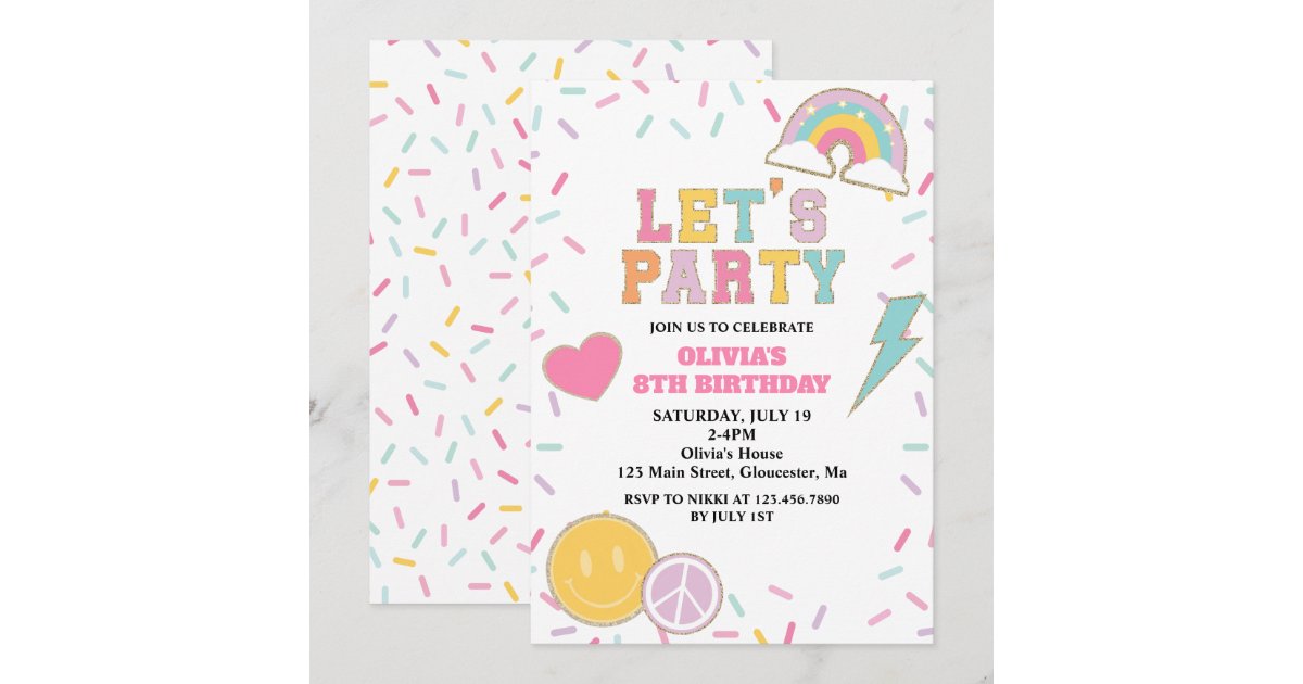Preppy Patch Birthday Invitation | Zazzle