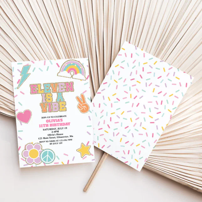 Preppy Patch Eleven is a Vibe 11TH Birthday Invitation | Zazzle