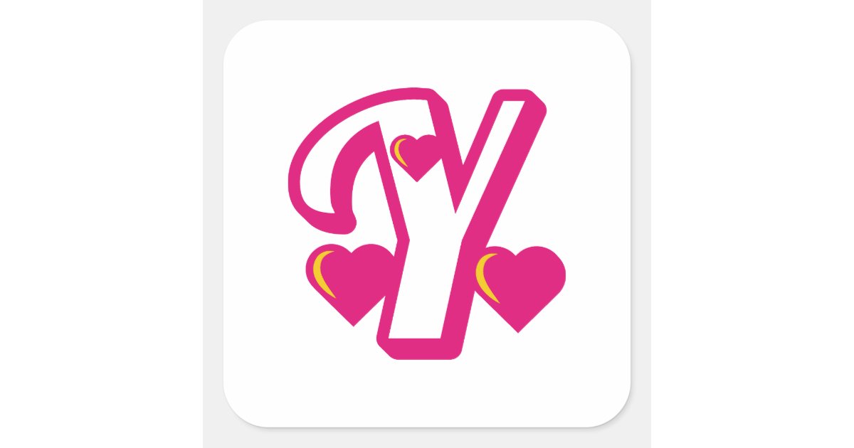 Preppy Pink Varsity Letter Y, pink letter y Class Square Sticker | Zazzle