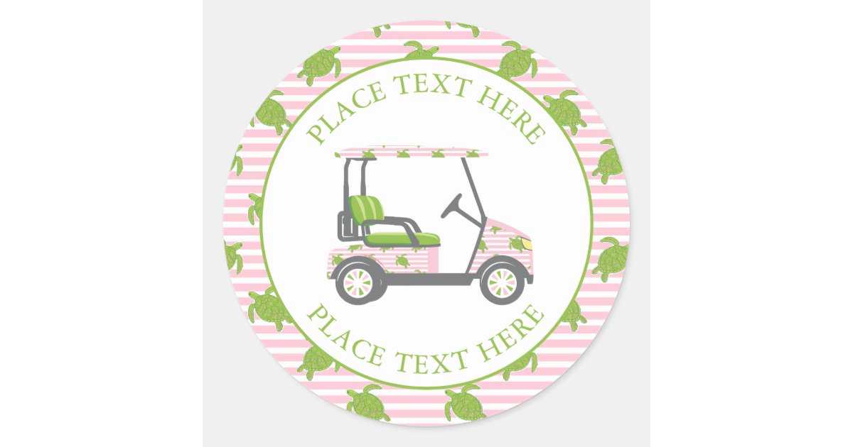 Preppy Turtles Golf Cart Classic Round Sticker | Zazzle