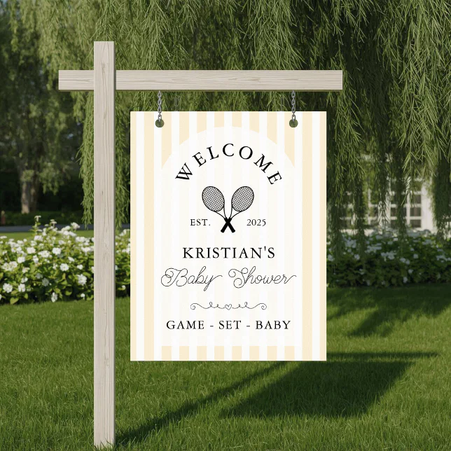 Preppy Yellow Tennis Baby Shower Welcome Poster | Zazzle